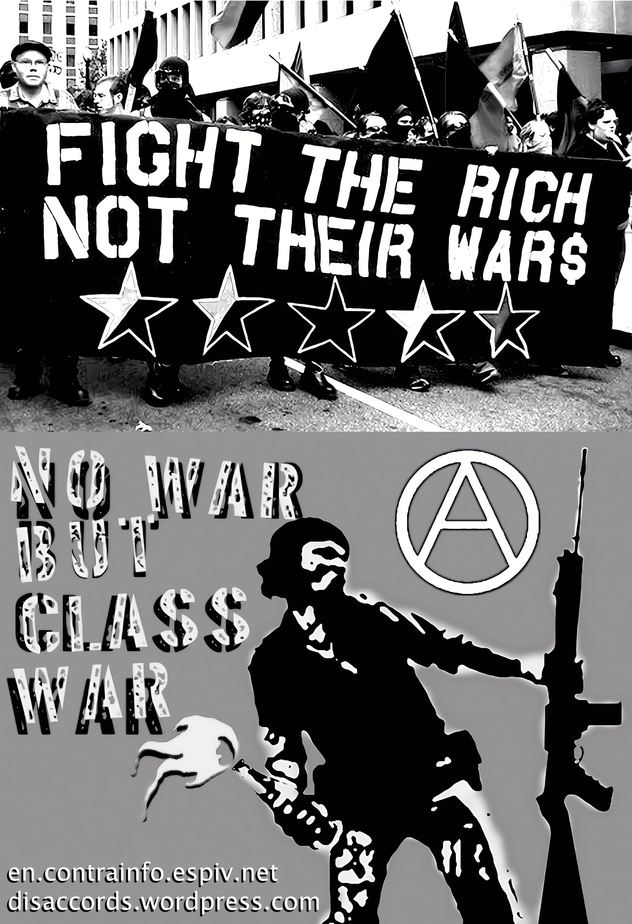 Fight the rich not their wars | Anarchist Sticker Archive