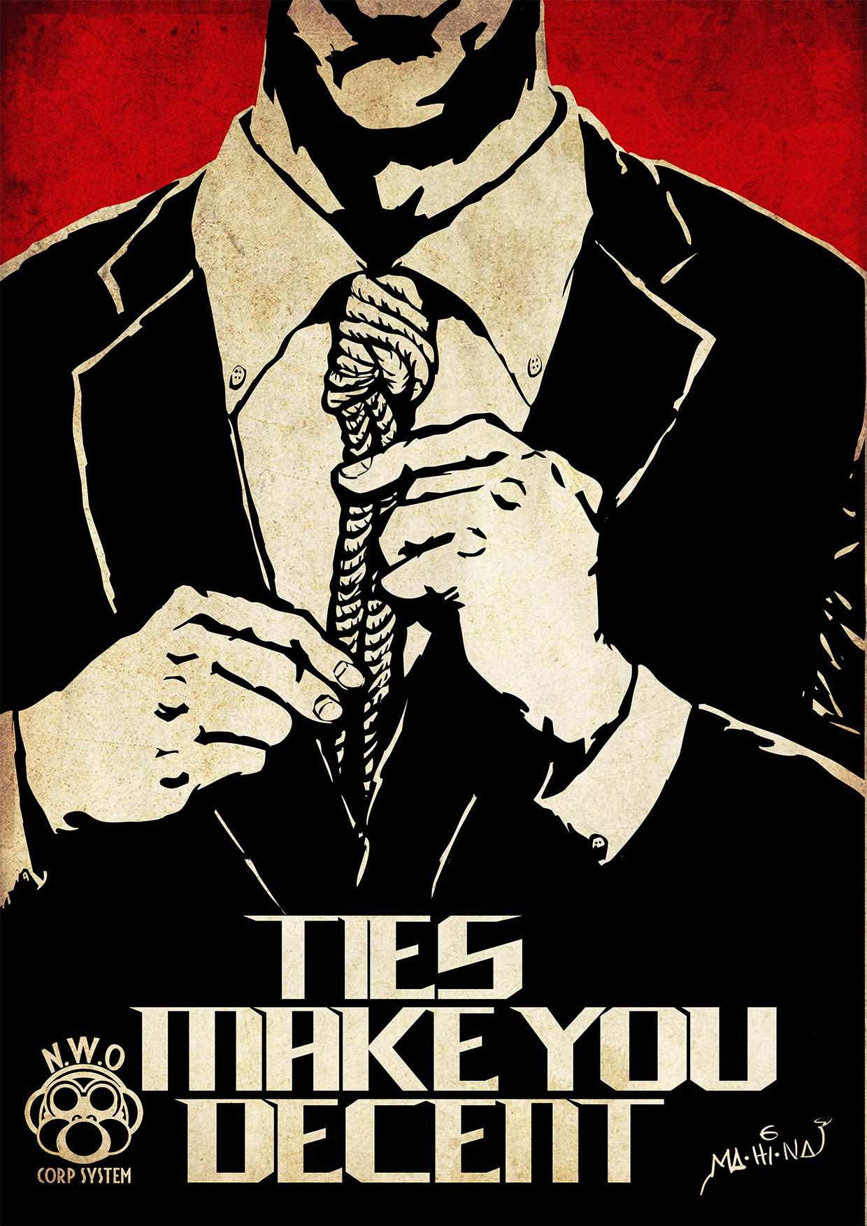 Ties makes you decent | Anarchist Sticker Archive