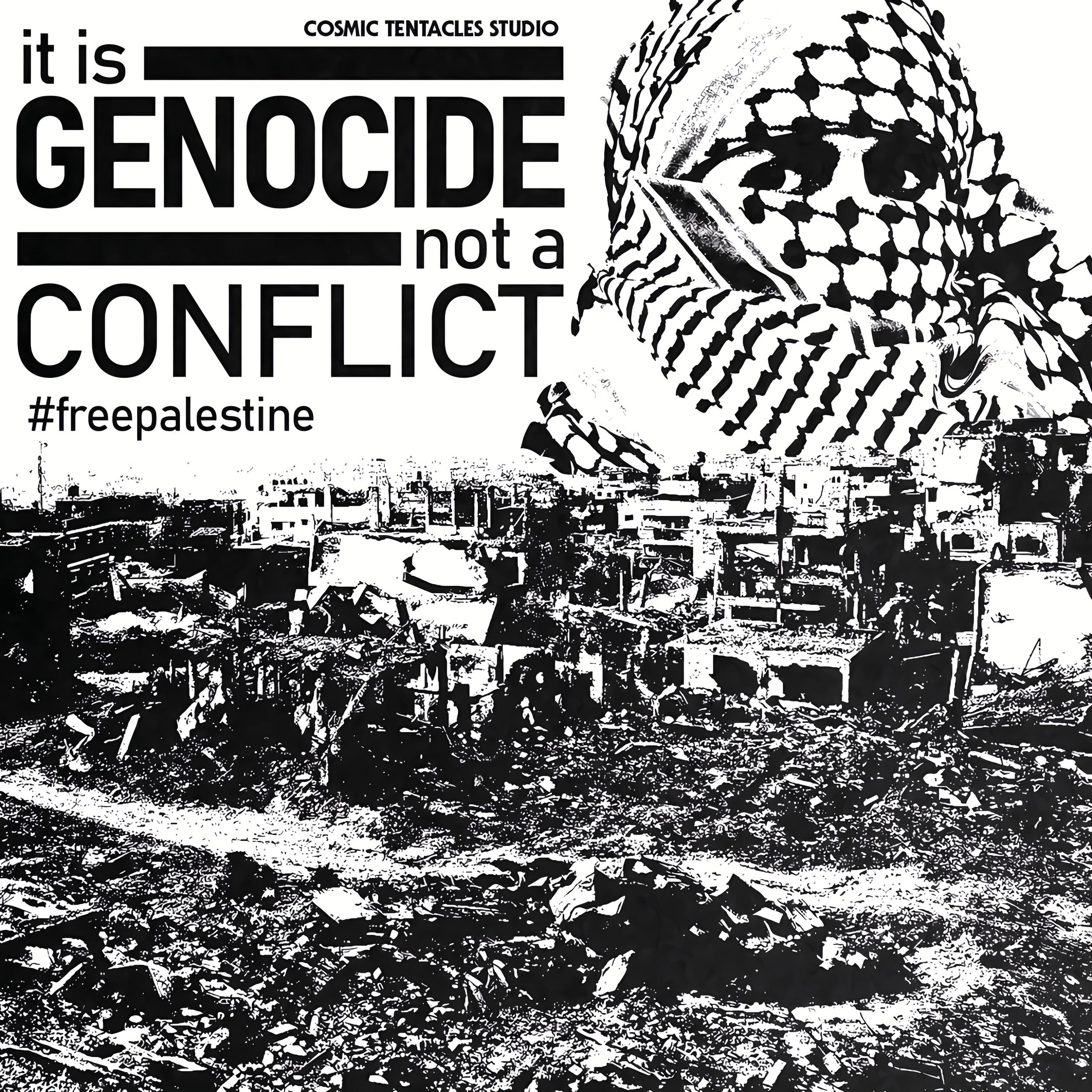 It's genocide, not a conflict | Anarchist Sticker Archive